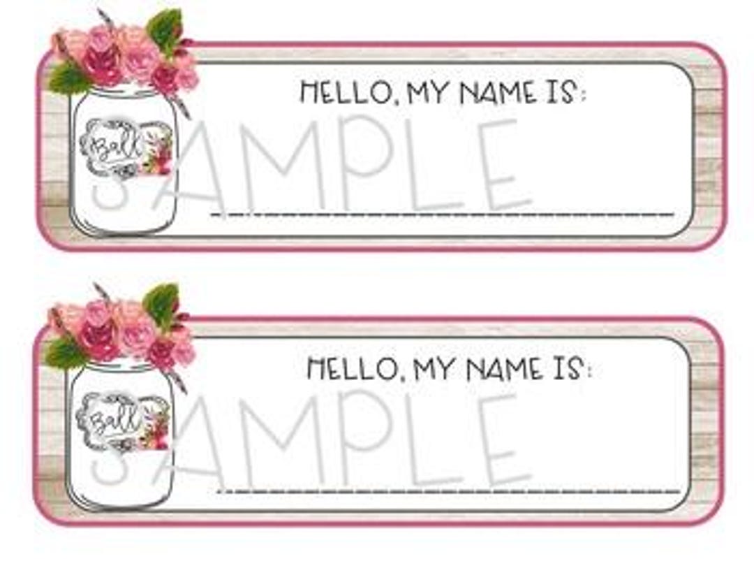 Mason Jar Decor, Mason Jar Labels, Mason Jar Nameplates, Shabby Chic ...