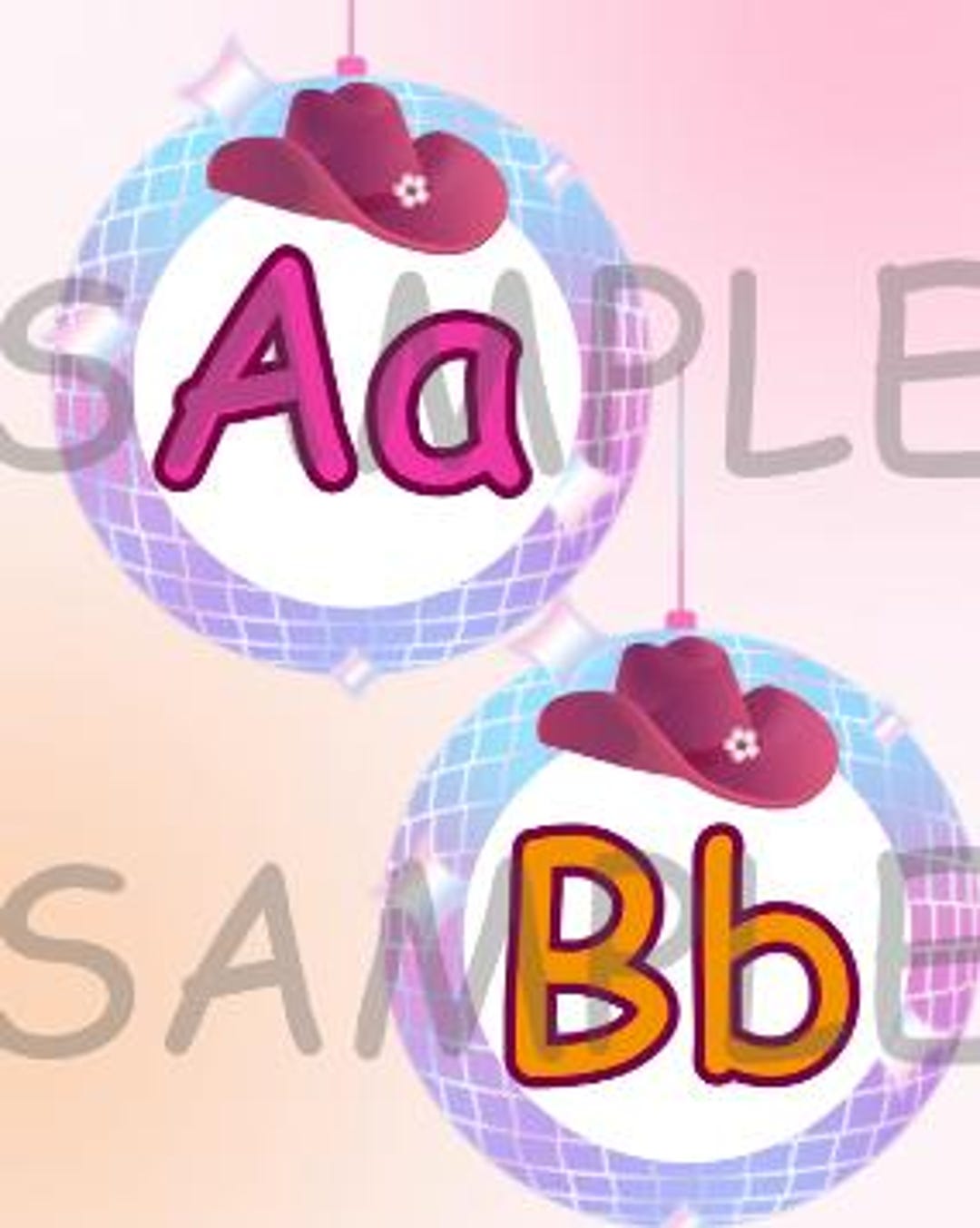 Disco Cowgirl Alphabet Line Theme, Disco Alphabet, Eng/span - Etsy