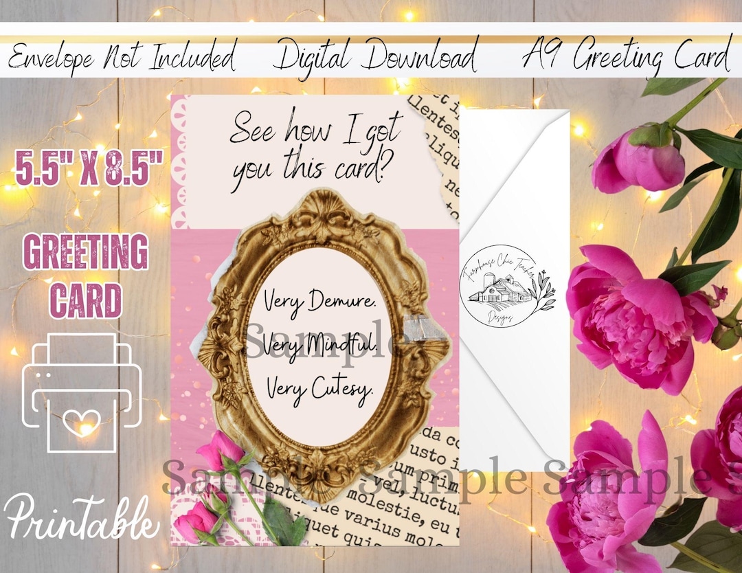 Very Demure Very Cutesy, Printable Greeting Card, Very Demure Digital ...