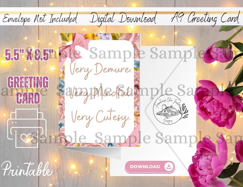 Very Demure Very Cutesy, Printable Greeting Card, Very Demure Digital ...