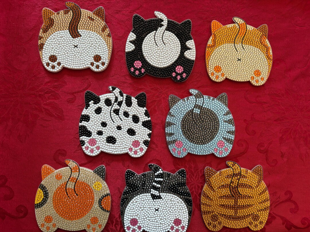 Funny Cat Butt Diamond Art Coasters (set of 8) | Quirky Home Decor ...