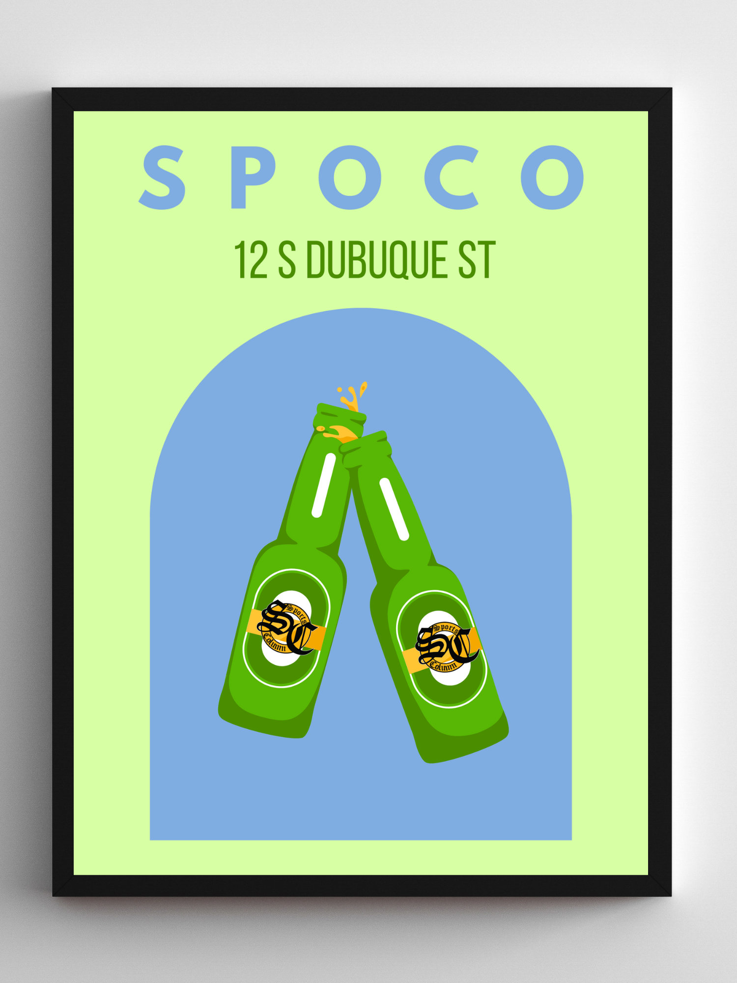 Bar Posters, Iowa City Bar Pack of 4, Green and Purple Alcohol Prints ...
