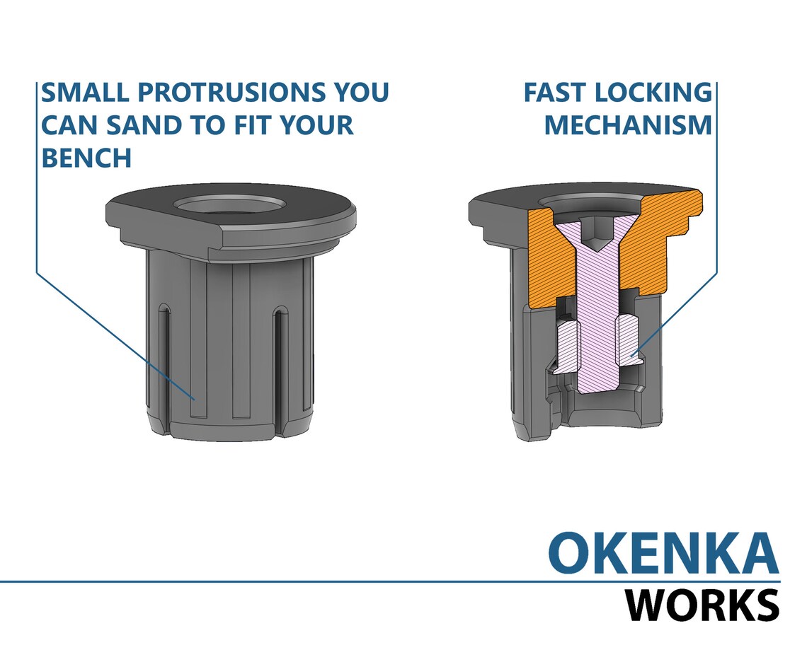 Lockable Bench Dogs 20 Mm / Low Profile Set of 4 - Etsy