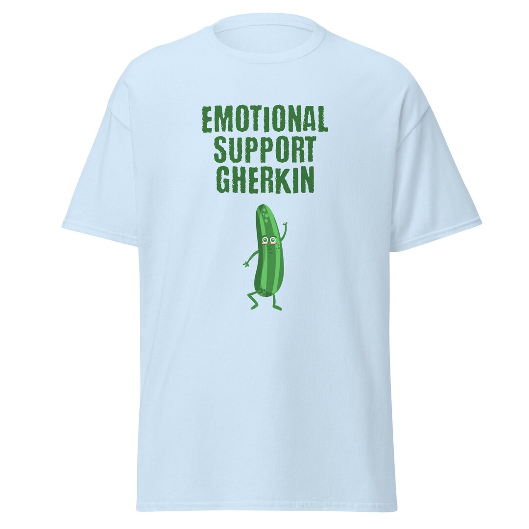 Emotional Support Gherkin Classic Tee, Funny Dancing Happy Pickle ...