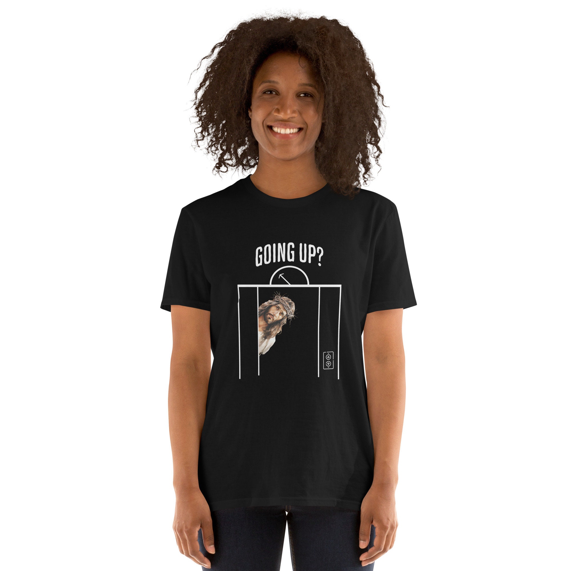 Jesus in Elevator, Going Up? Meme Unisex T-shirt. Humorous Take on ...