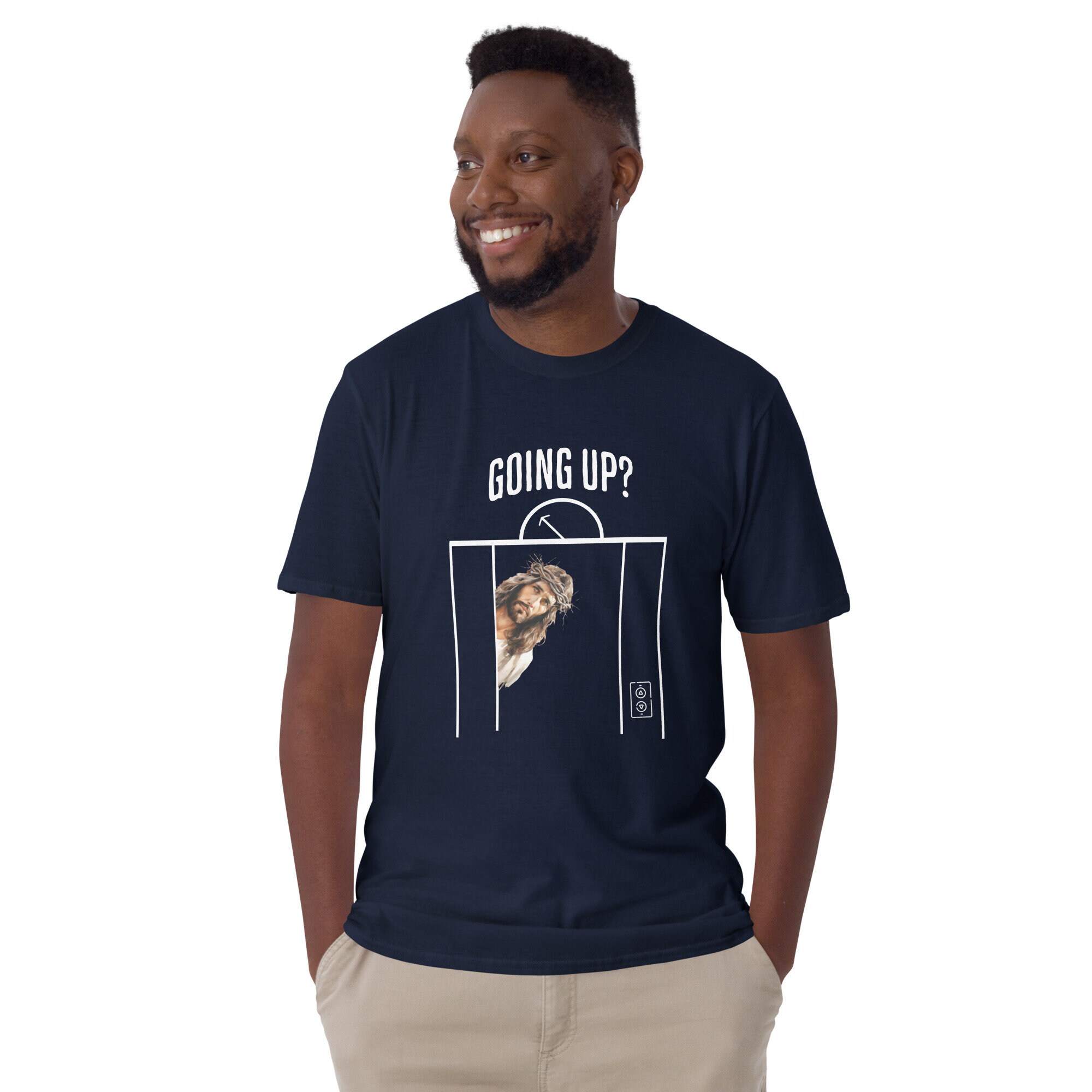 Jesus in Elevator, Going Up? Meme Unisex T-shirt. Humorous Take on ...
