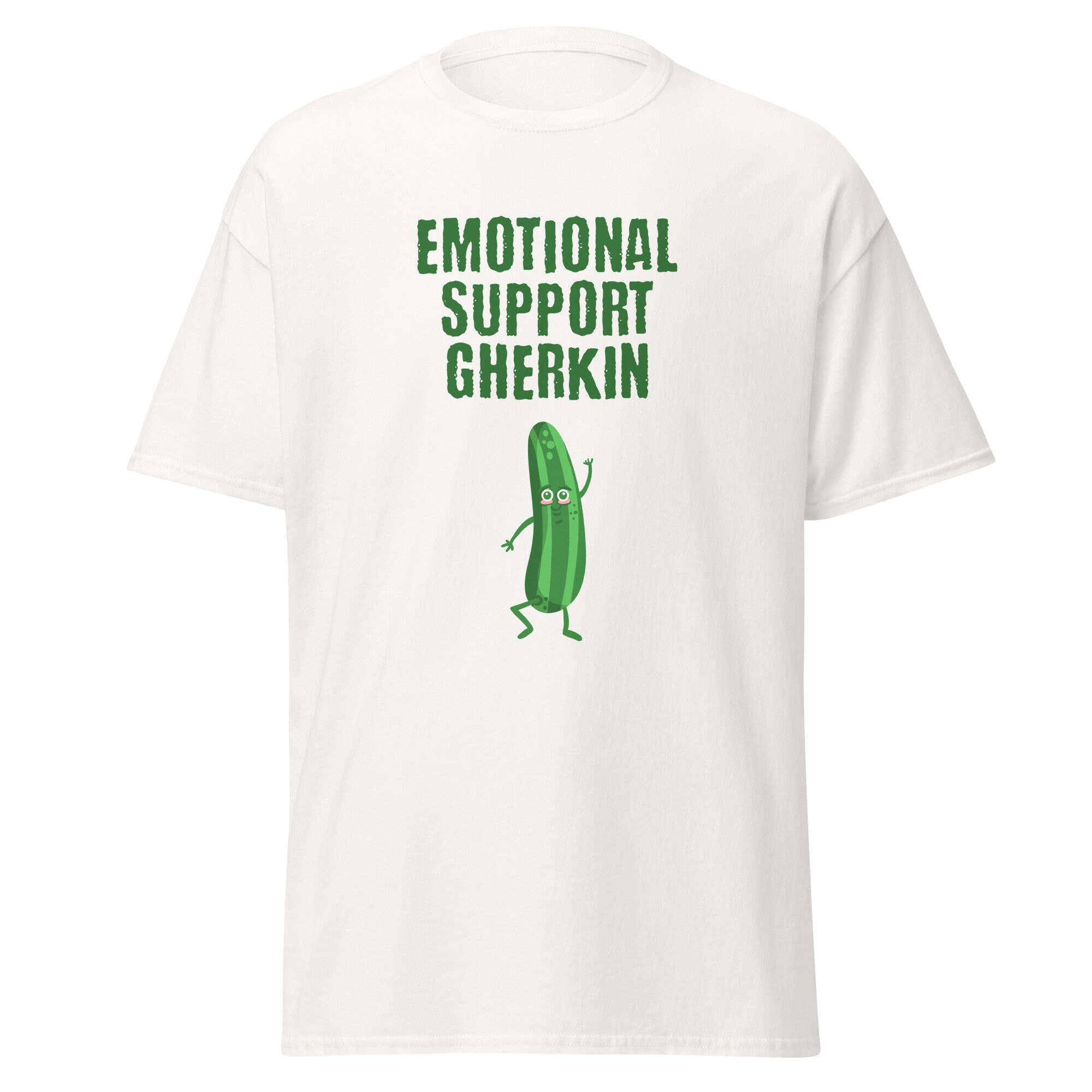 Emotional Support Gherkin Classic Tee, Funny Dancing Happy Pickle ...