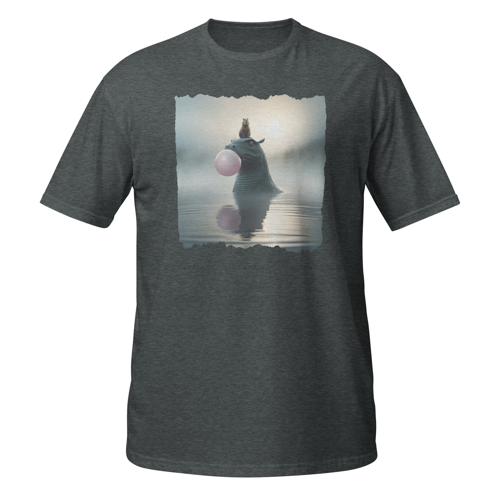 Capybara Rides on Loch Ness Monster Nessie Blowing Pink Bubble Unisex T-shirt. Lovers of ...