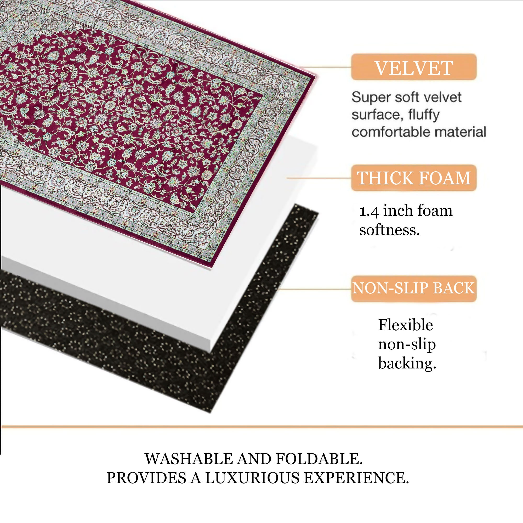Personalized Foam Padded Velvet Persian Oriental Prayer Rug With Yaseen ...