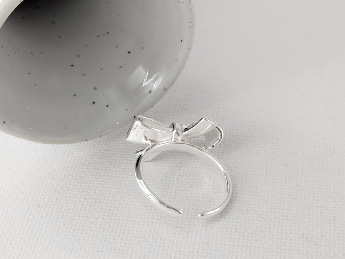 Black Ribbon Ring, Black Bow Ring, 925 Sterling Silver Ring, Korean ...