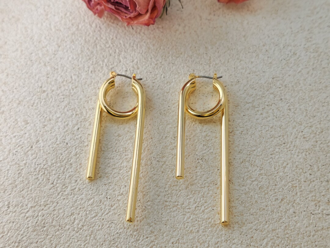 Gold Coiled Pipe Hoop Earrings, Large Hoop Earrings, Latch Back ...