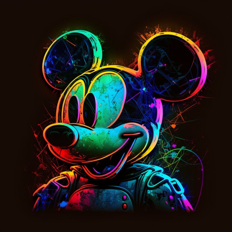 AI Art- 3D Neon Mickey Mouse HD - Etsy