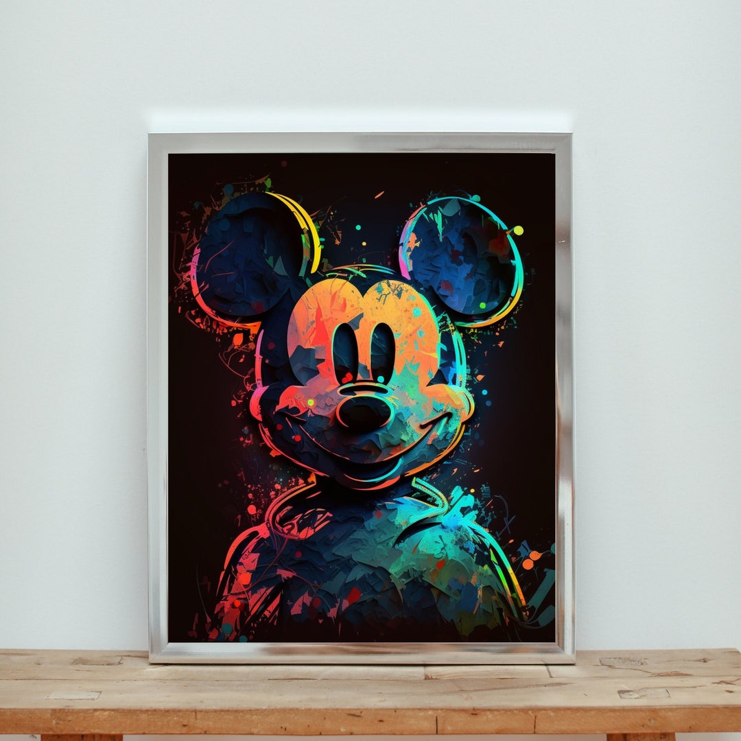 AI Art- 3D Neon Mickey Mouse HD - Etsy