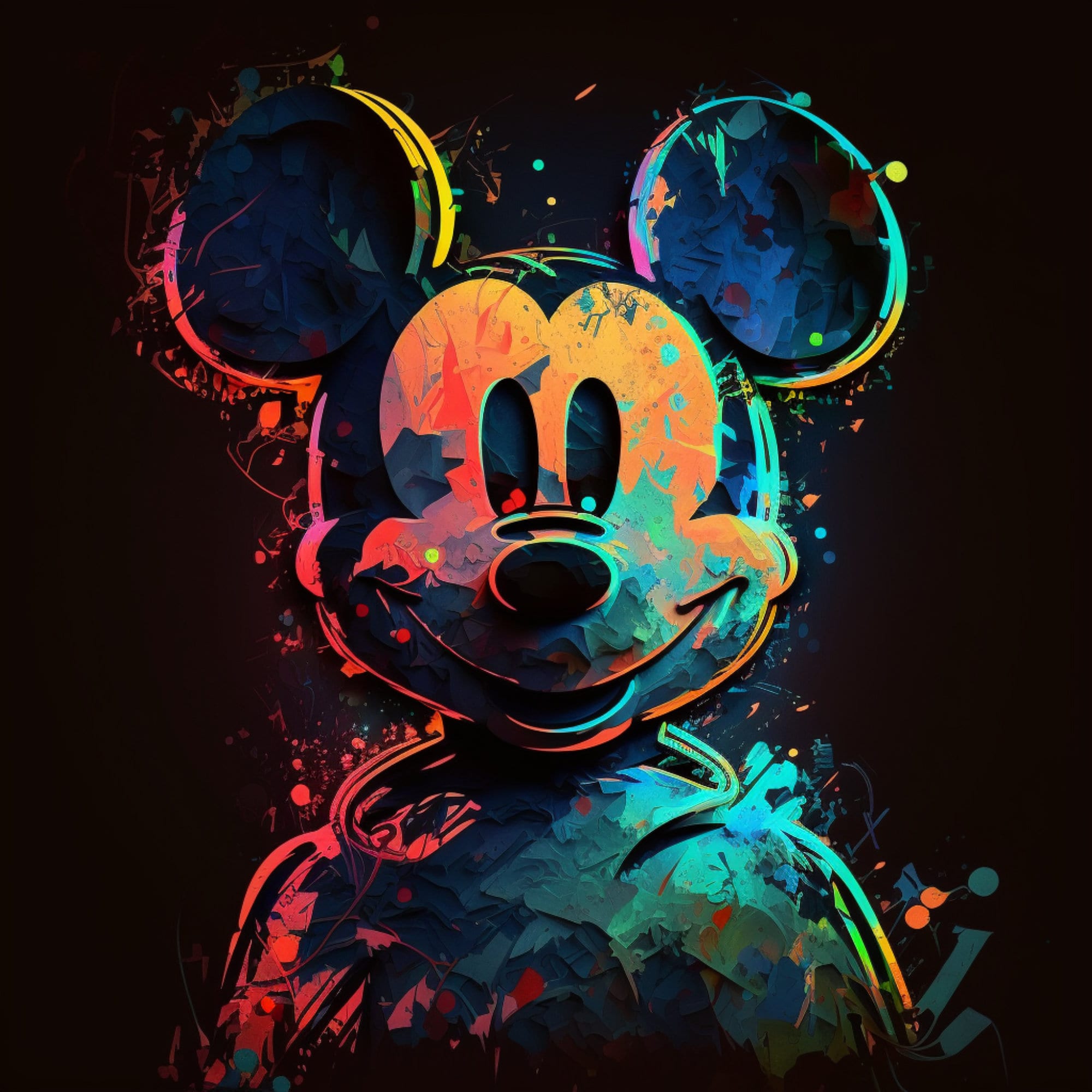 AI Art- 3D Neon Mickey Mouse HD - Etsy
