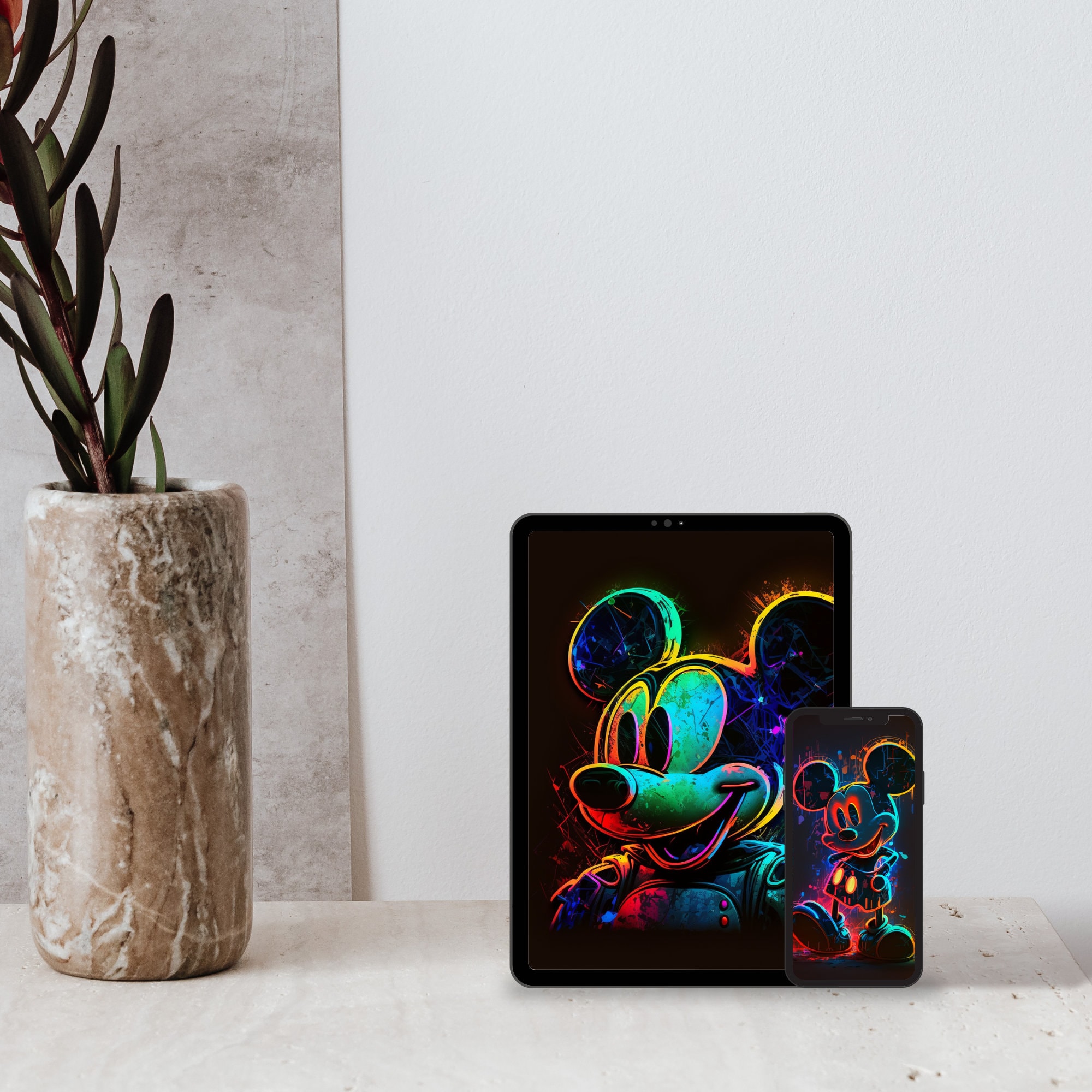 AI Art- 3D Neon Mickey Mouse HD - Etsy