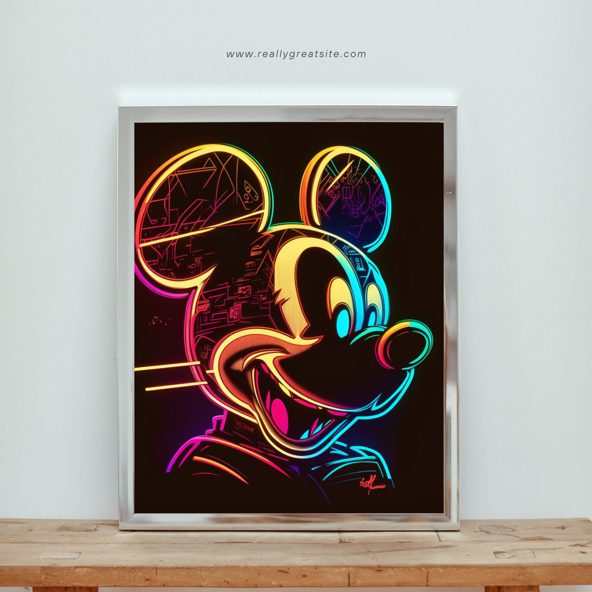 AI Art- 3D Neon Mickey Mouse HD - Etsy