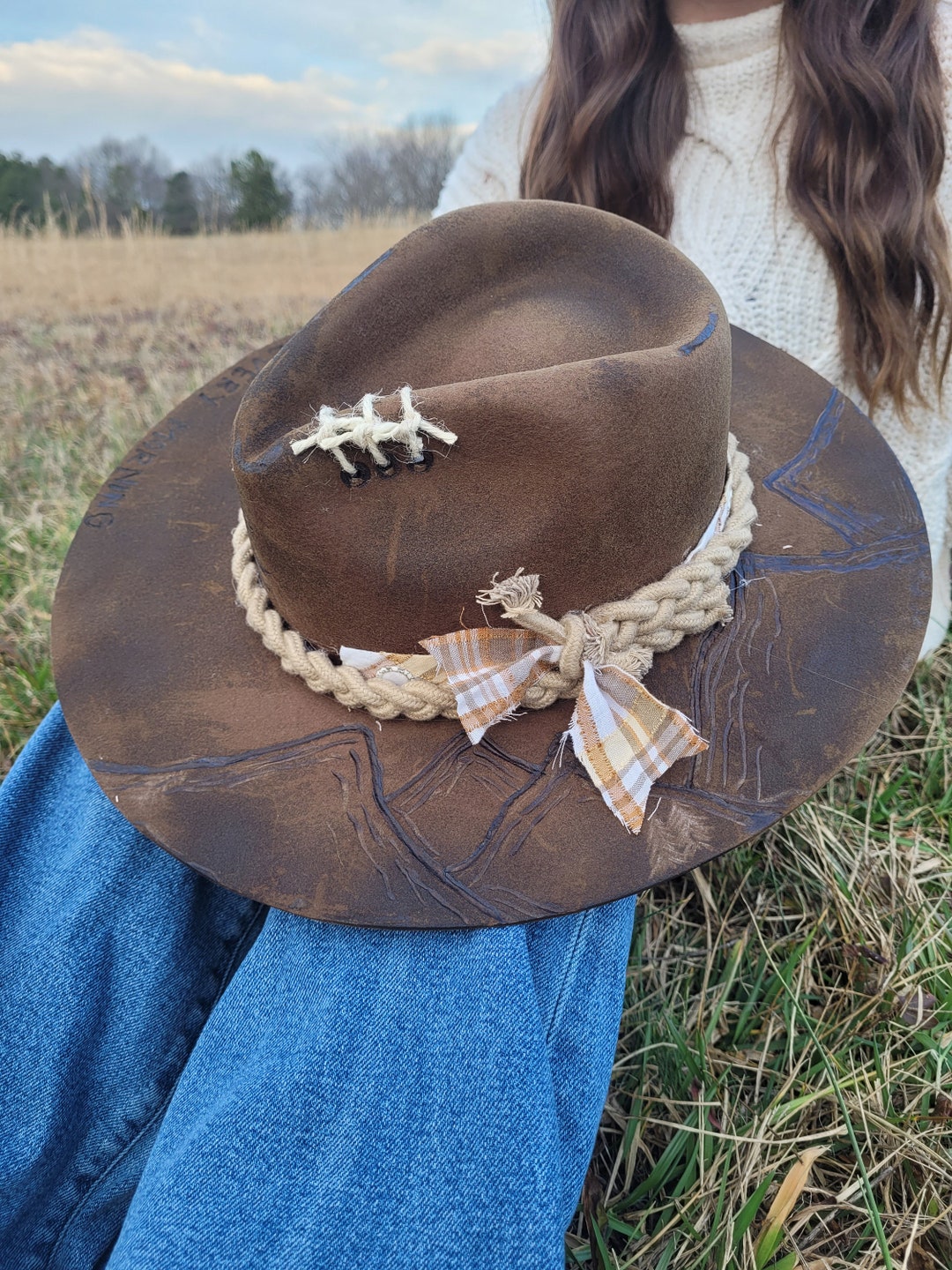 Brown Felt Fedora Hat. His Mercies Are New Every Morning. - Etsy