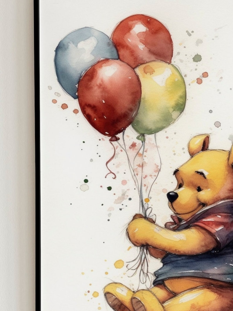 Winnie the Pooh Watercolor Print: High-quality Digital Art for Nursery ...