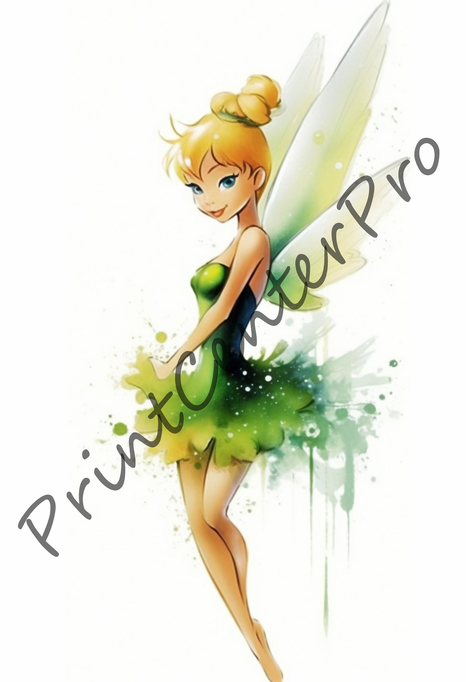 Tinker Bell Watercolor Painting Kids Room Decor, Tinker Bell Watercolor ...