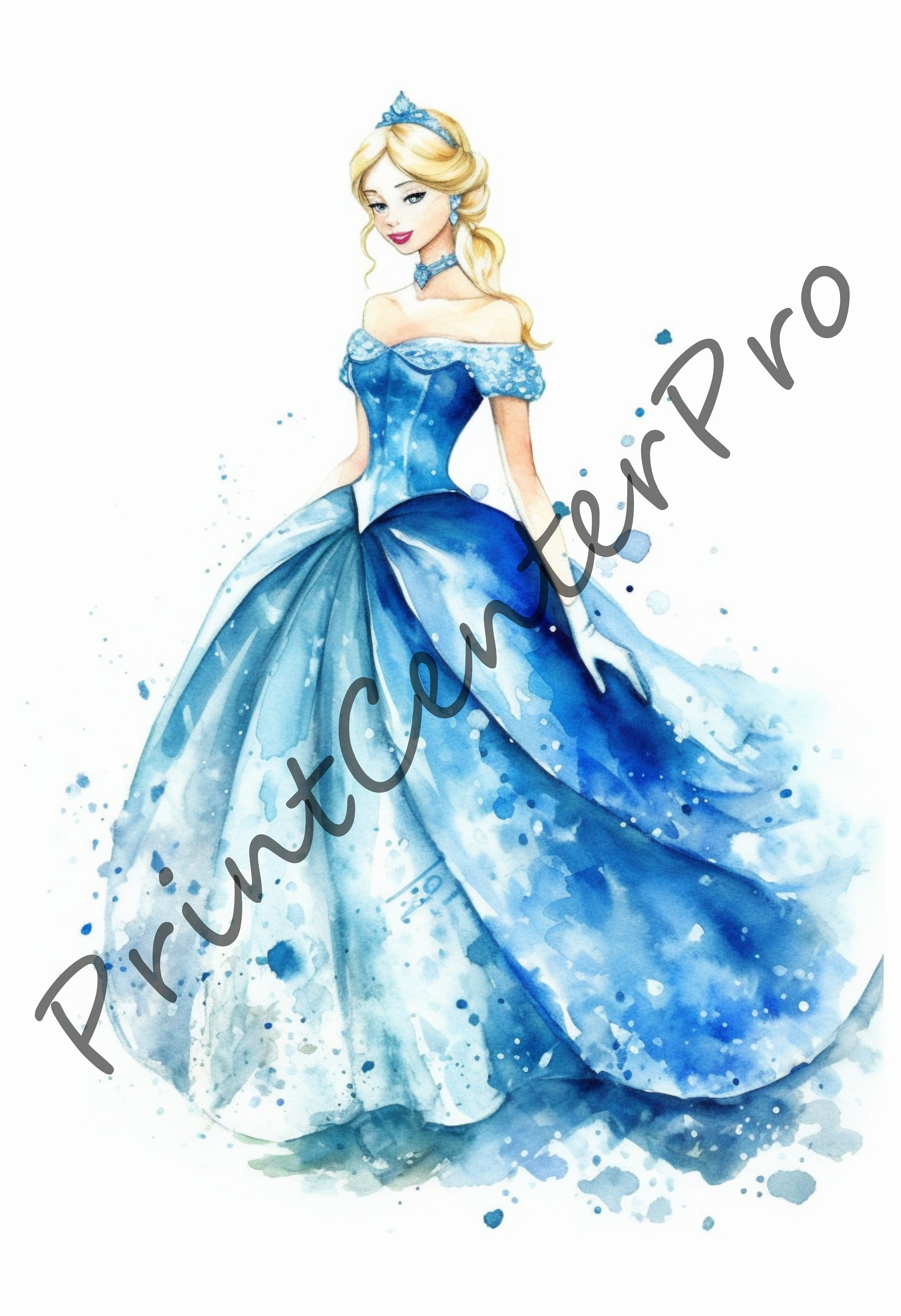Cinderella Watercolor Painting - Cinderella Digital Print, Watercolor ...