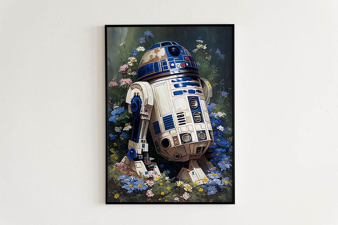 Floral R2D2 Painting Digital Print - Star Wars Wall Art | R2D2 Poster Art | R2D2 Digital Print ...