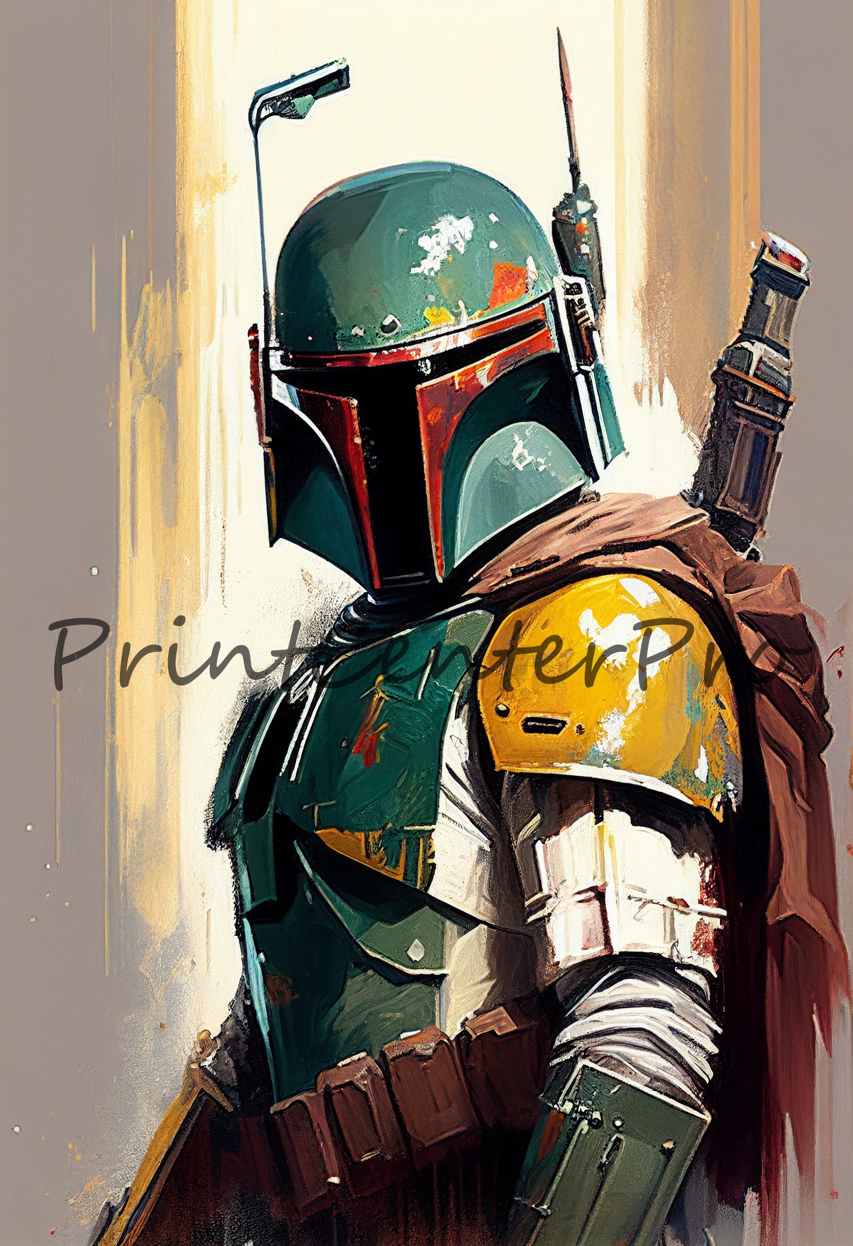 Boba Fett Watercolor Painting Star Wars Wall Art Watercolor Boba Fett ...