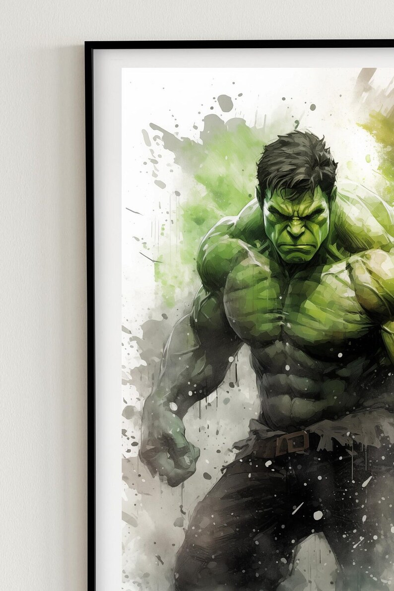 Hulk Watercolor Art: Dynamic Marvel Superhero Painting Digital Print 7 ...