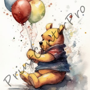 Winnie the Pooh Watercolor Print: High-quality Digital Art for Nursery ...