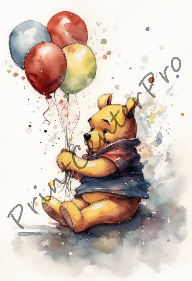 Winnie the Pooh Watercolor Print: High-quality Digital Art for Nursery ...