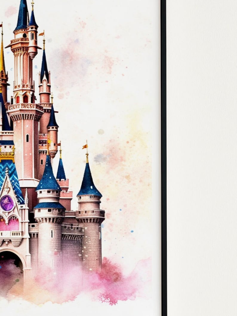 Magic Kingdom Art Print - Magic Castle Watercolor Painting Princess ...