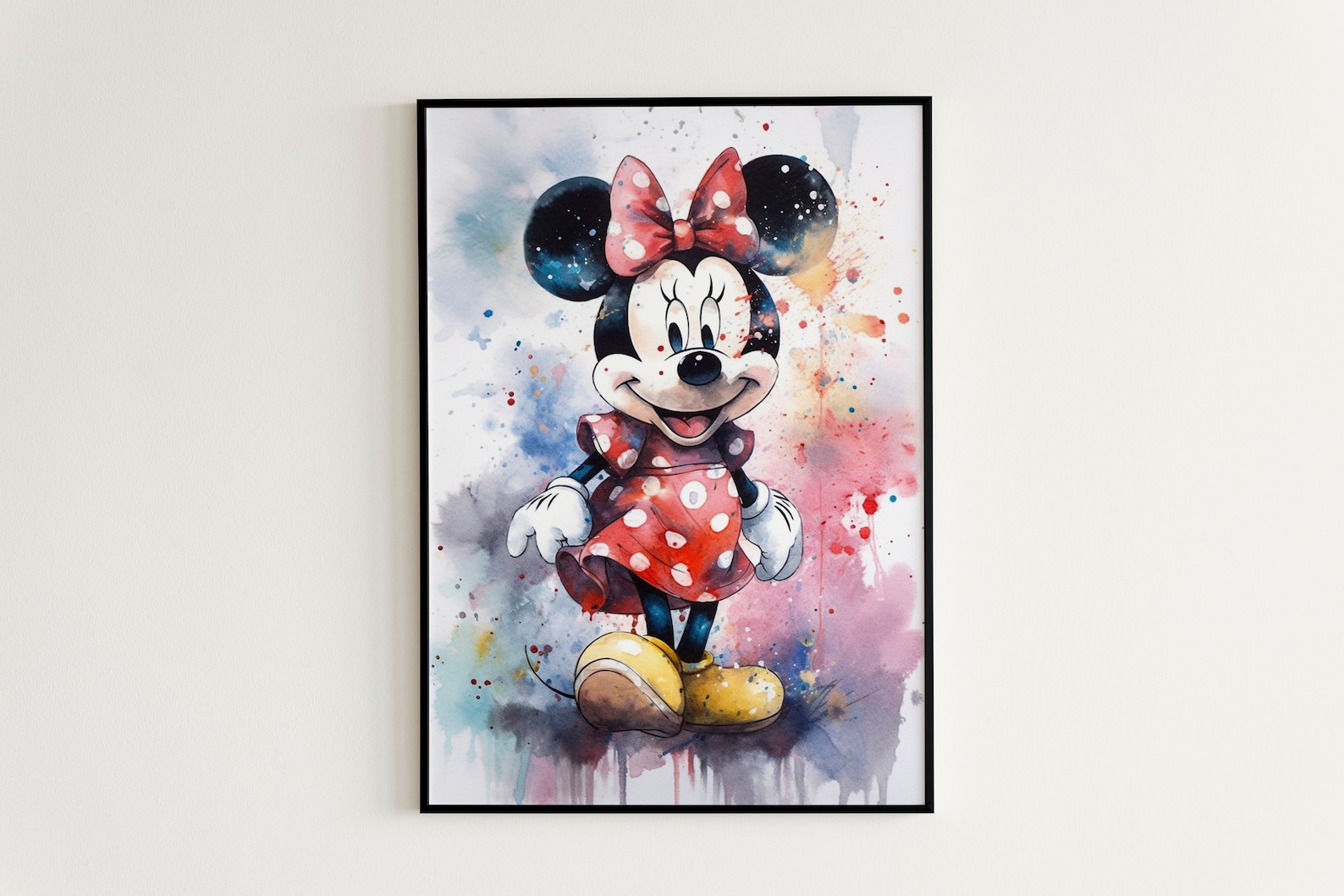Adorable Minnie Mouse Watercolor Print: Digital Art for Kids Room and ...