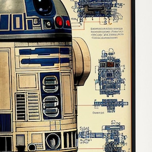 R2D2 Schematic Art Digital Print - Star Wars Art, R2D2 Fan Art, R2D2 ...