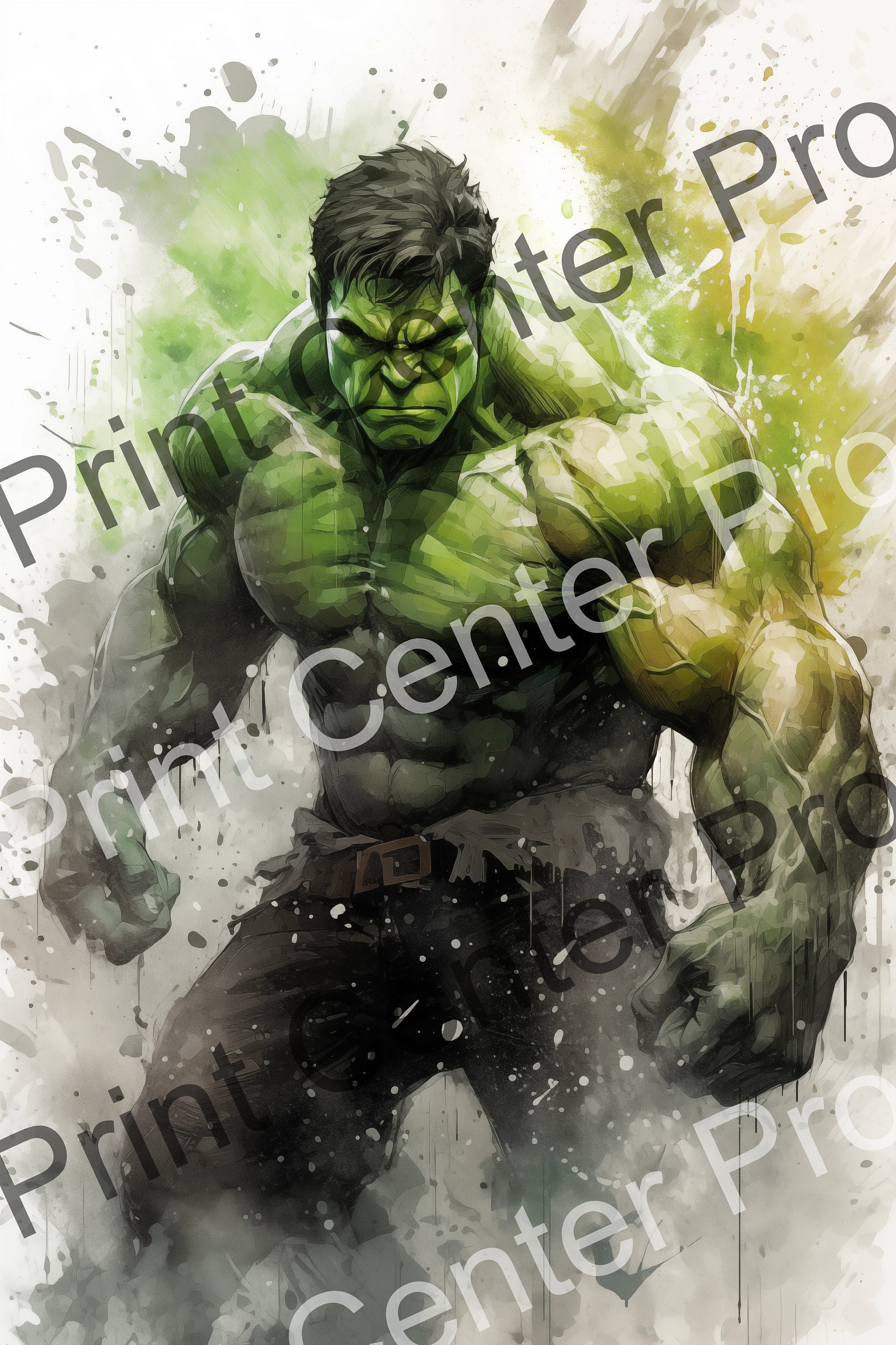 Hulk Watercolor Art: Dynamic Marvel Superhero Painting Digital Print 7 ...