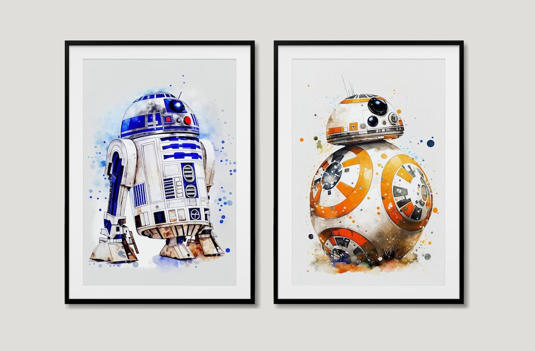 R2D2 and BB8 Watercolor Digital Print Set - Set of 2 Prints - Star Wars ...