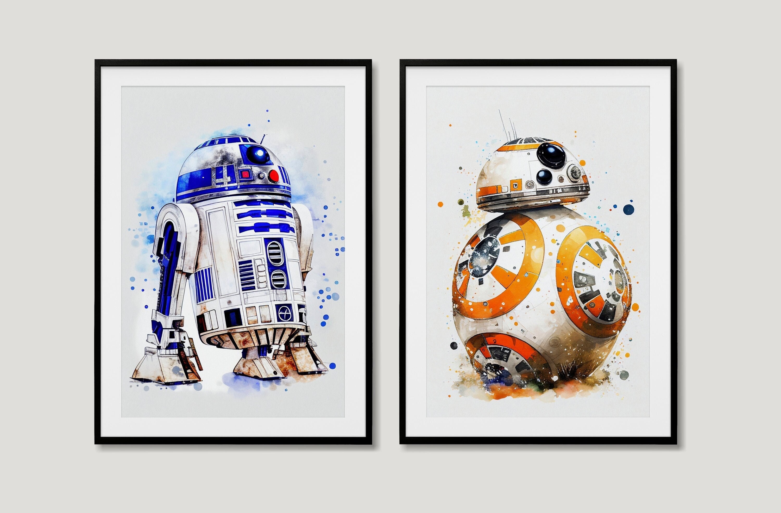 R2D2 and BB8 Watercolor Digital Print Set - Set of 2 Prints - Star Wars ...