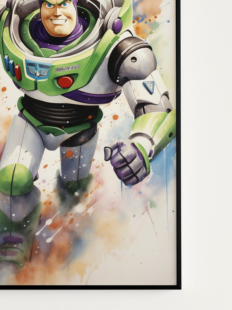 Buzz Lightyear Heroic Stance Watercolor Painting - Digital Print for ...