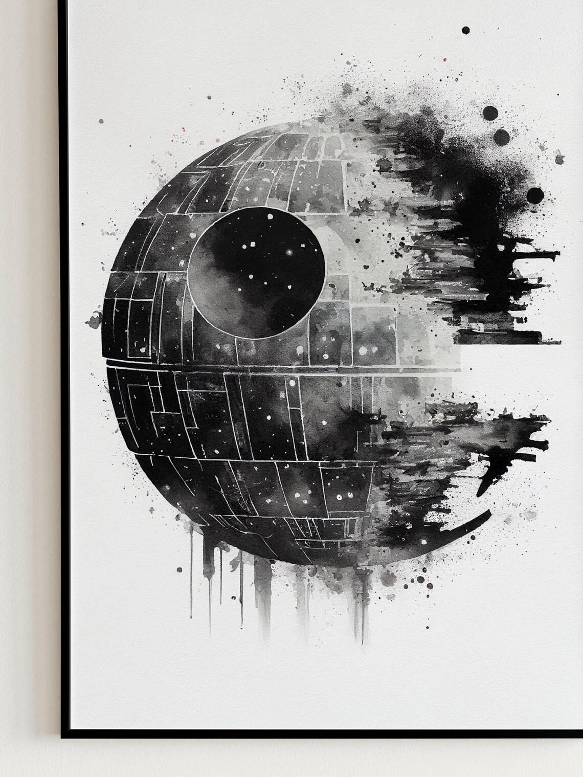 Death Star Watercolor Print - Star Wars Death Star Art, Star Wars ...