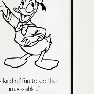 Donald Duck Black and White Minimal Digital Print - Donald Duck Quote ...