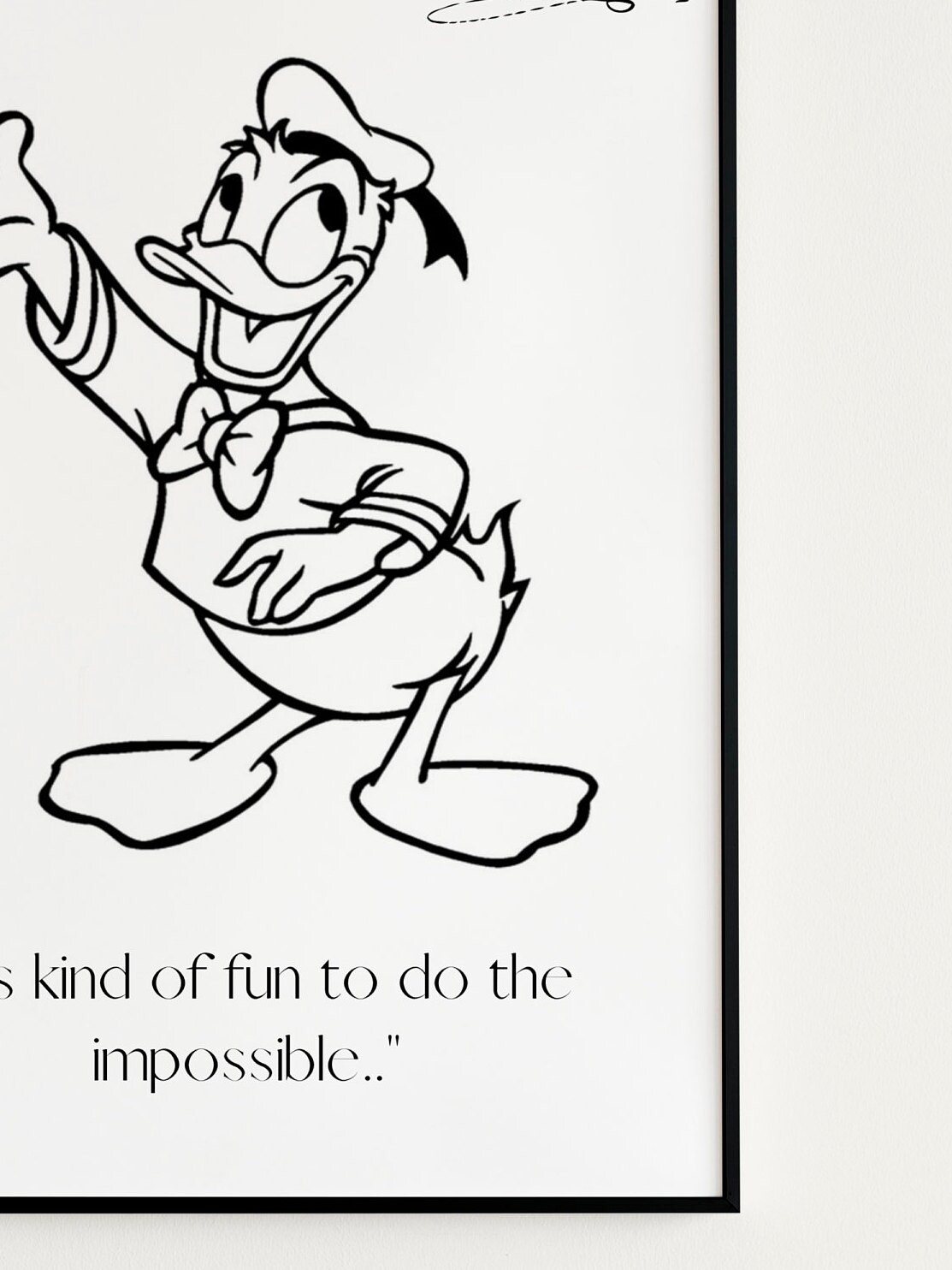 Donald Duck Black and White Minimal Digital Print - Donald Duck Quote ...