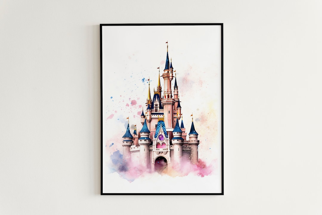 Magic Kingdom Art Print - Magic Castle Watercolor Painting Princess ...
