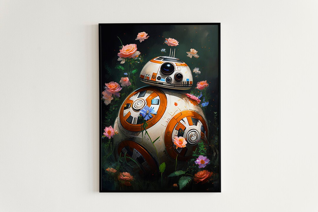 BB8 Floral Painting Digital Print - Star Wars Painting | Star Wars ...