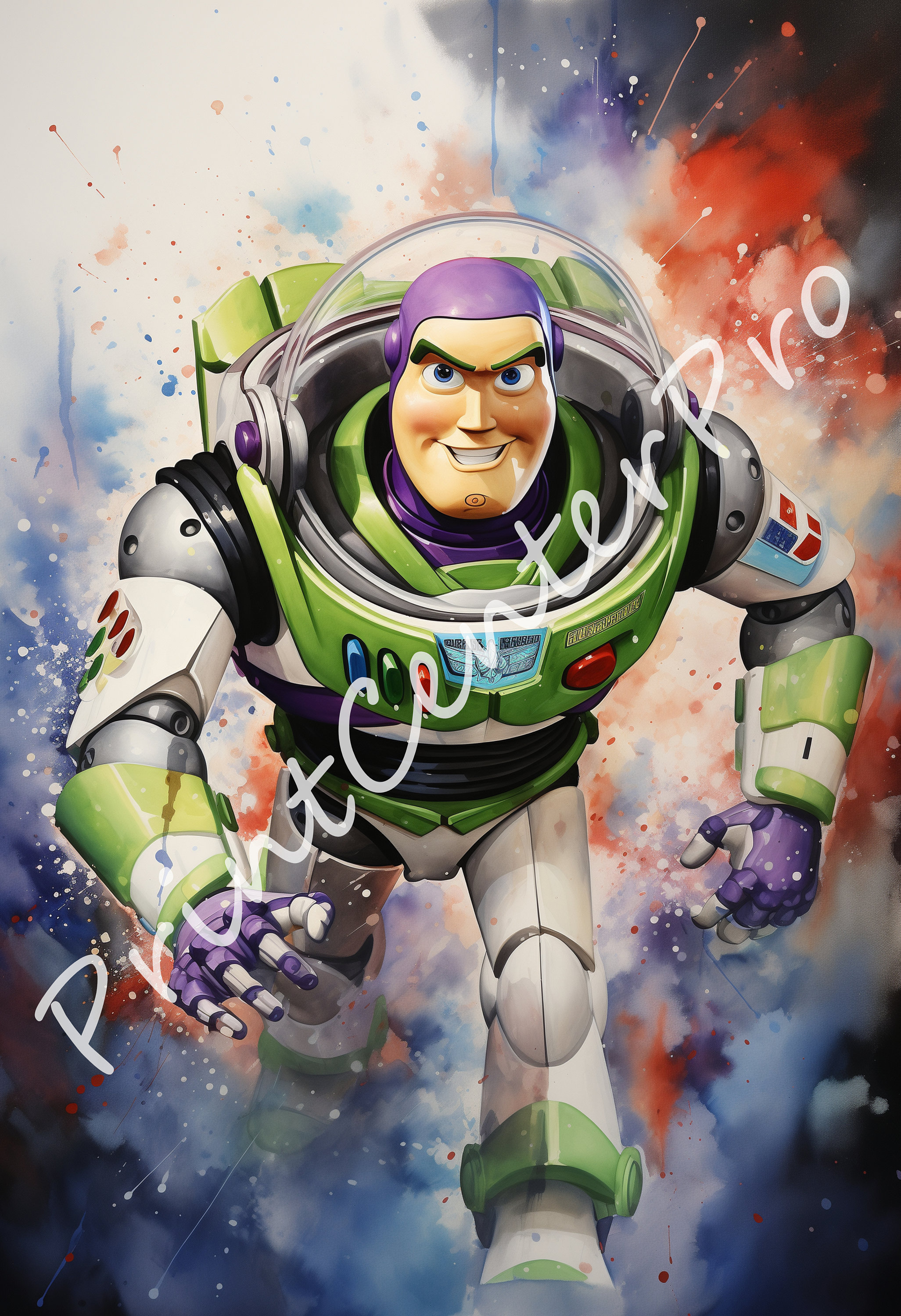 Buzz Lightyear in Space Watercolor Painting, Digital Print Buzz ...