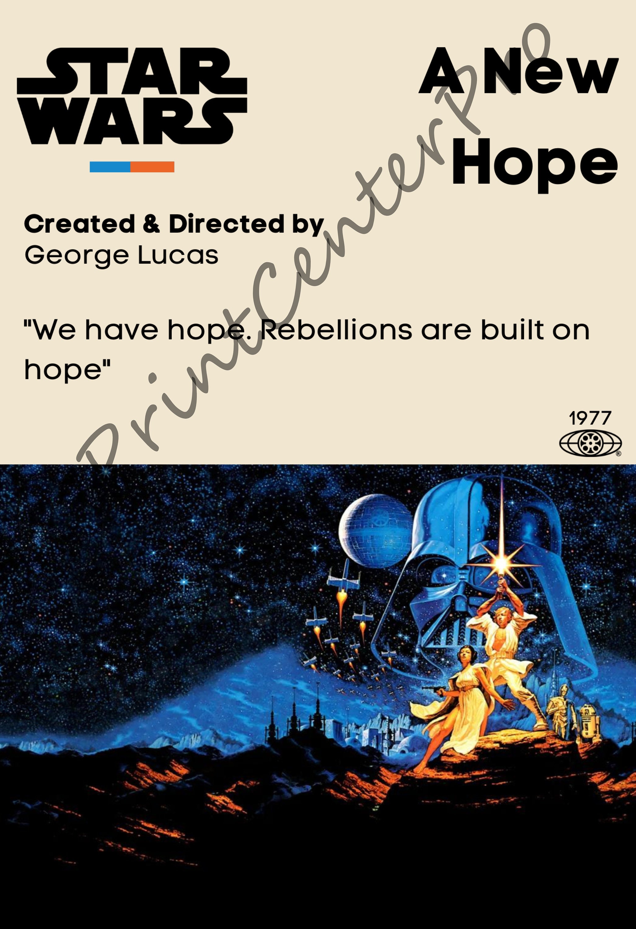 Star Wars A New Hope Movie Poster Star Wars Digital Print, Star Wars ...