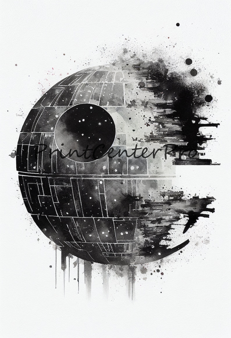 Death Star Watercolor Print - Star Wars Death Star Art, Star Wars ...