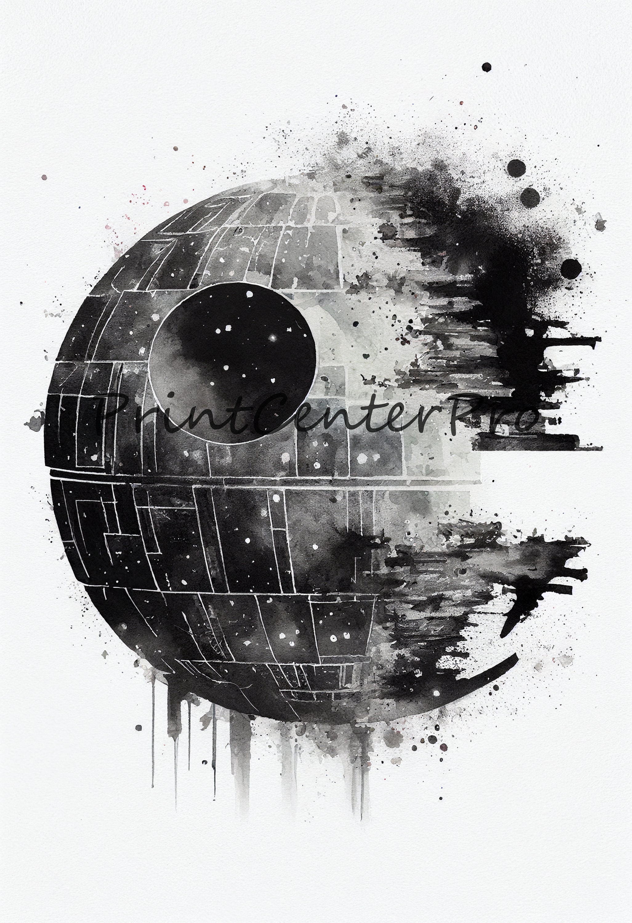 Death Star Watercolor Print - Star Wars Death Star Art, Star Wars ...