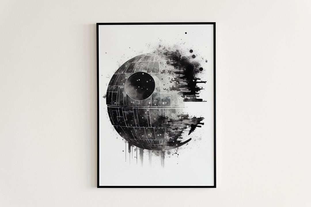 Death Star Watercolor Print - Star Wars Death Star Art, Star Wars ...