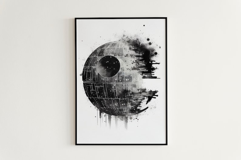 Death Star Watercolor Print - Star Wars Death Star Art, Star Wars ...