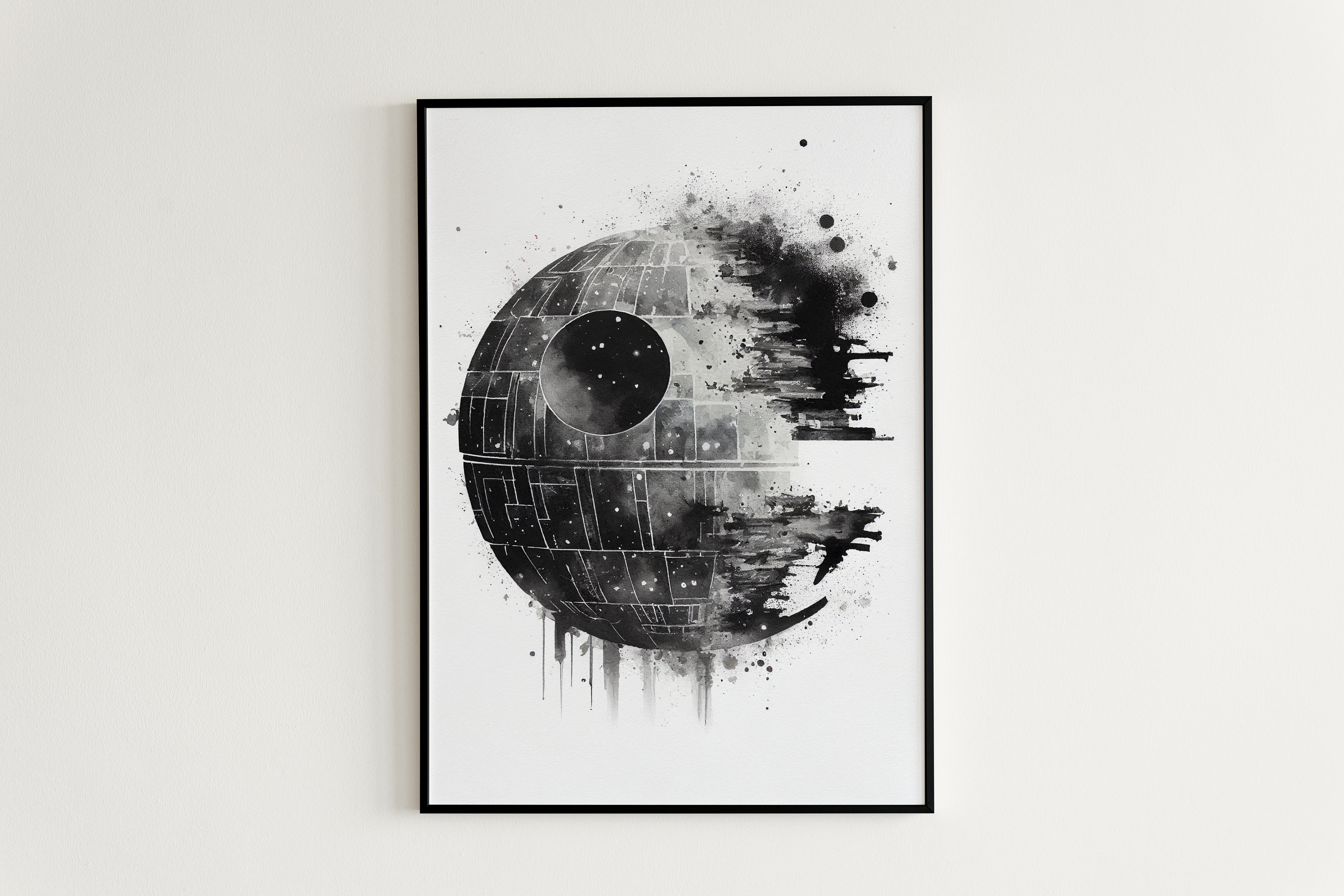 Death Star Watercolor Print - Star Wars Death Star Art, Star Wars ...