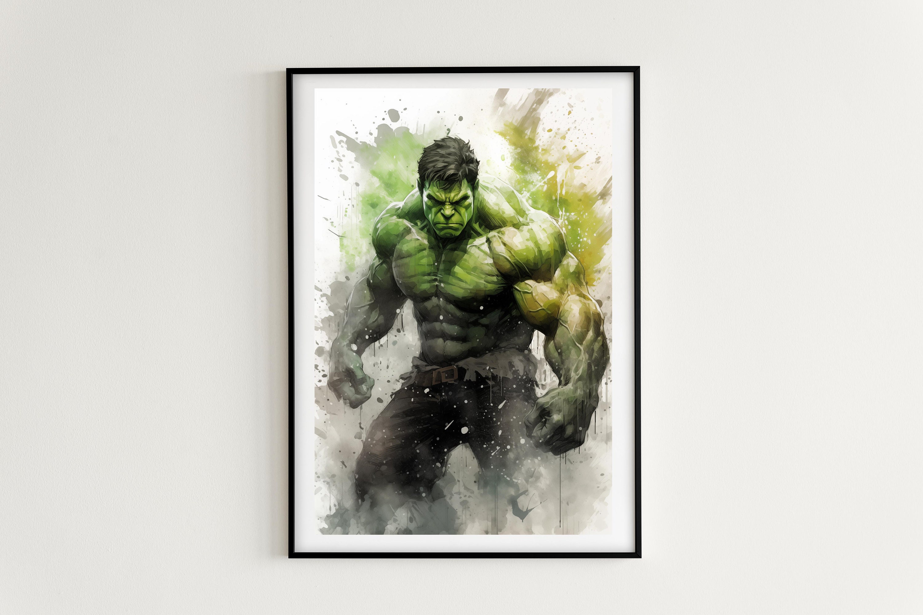 Hulk Watercolor Art: Dynamic Marvel Superhero Painting Digital Print 7 ...