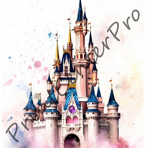 Magic Kingdom Art Print - Magic Castle Watercolor Painting Princess ...
